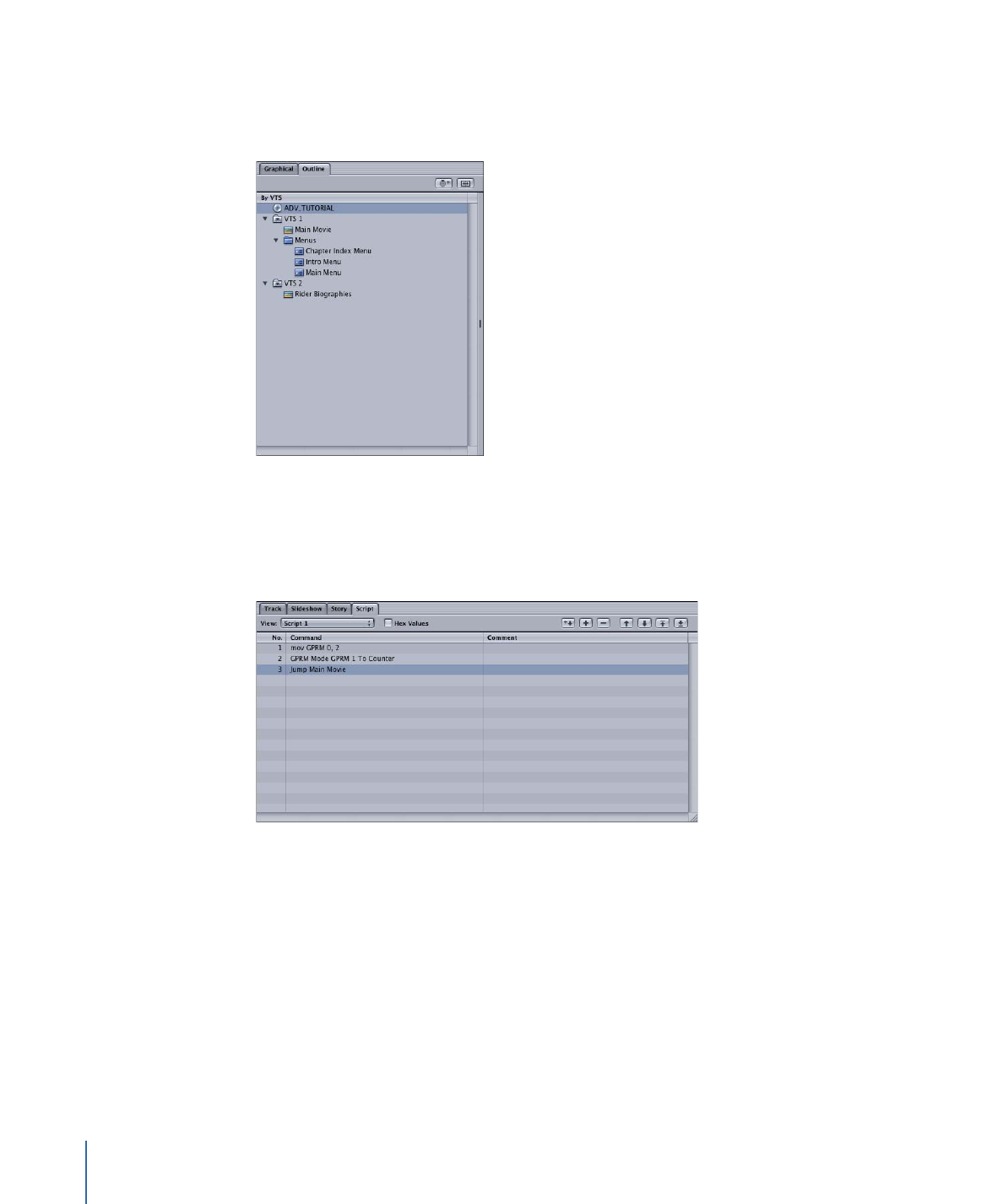 Script Tab - DVD Studio Pro