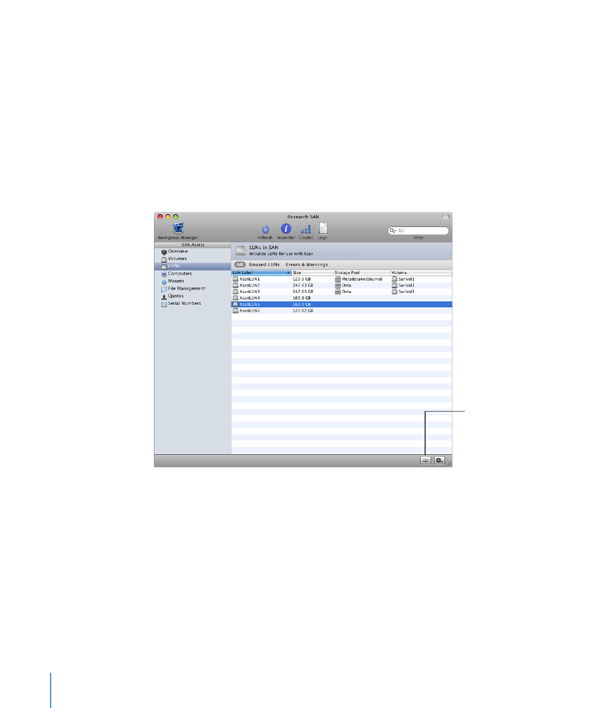 Finding the Drive Modules That Belong to a LUN - Xsan 2 Administrator Guide