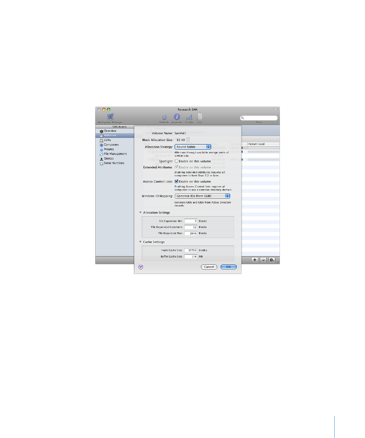 Setting the Block Allocation Size - Xsan 2 Administrator Guide