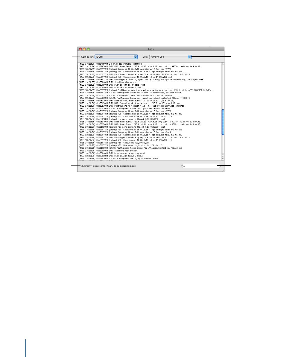 Viewing Xsan Logs - Xsan 2 Administrator Guide