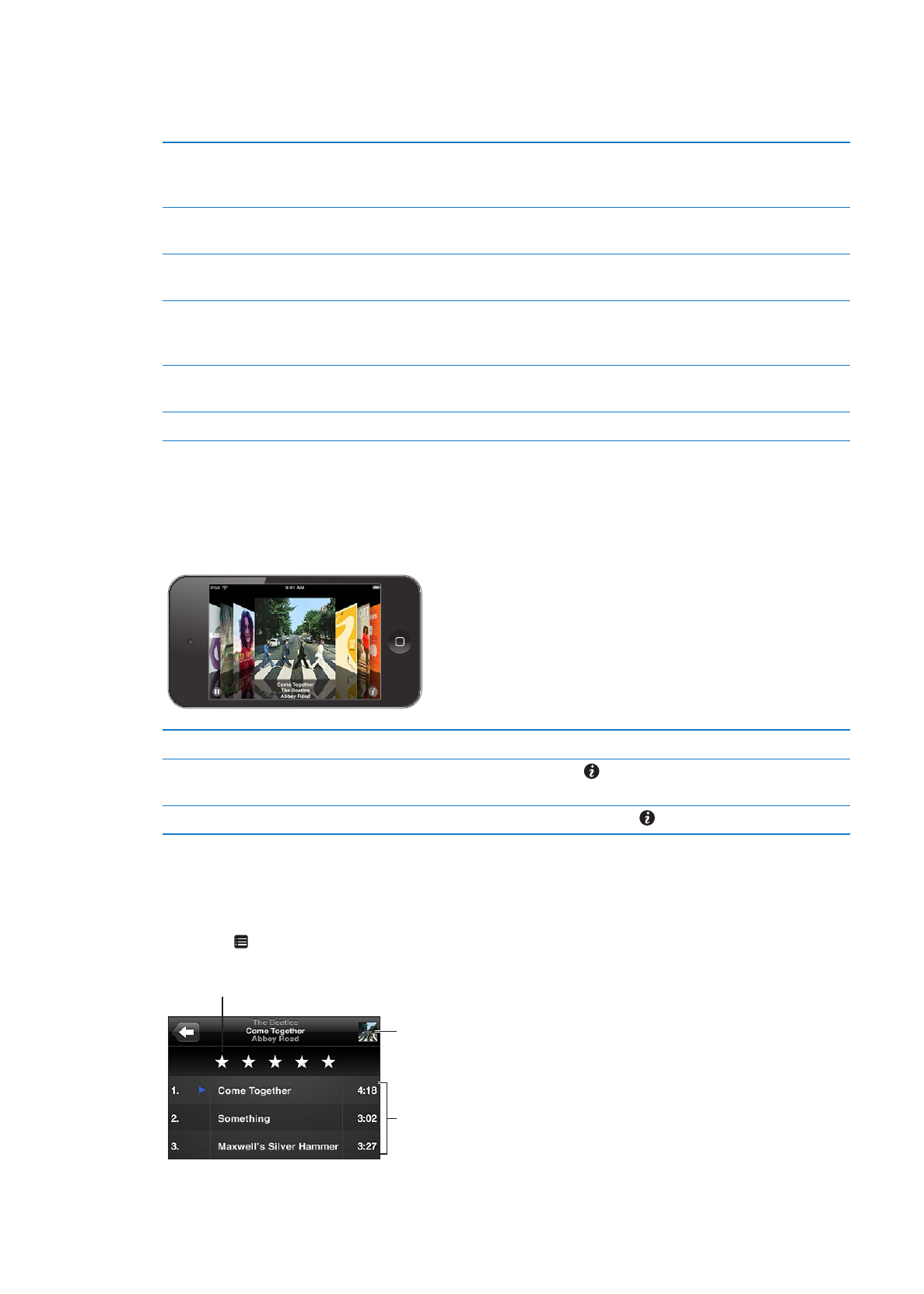 Cómo explorar ilustraciones de álbumes en Cover Flow - iPod touch
